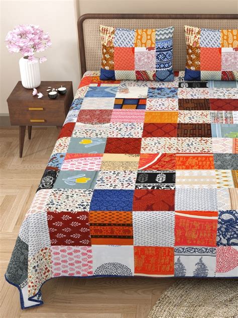 Buy The Craft Monk Satrangi Patchwork 240 Tc Pure Cotton King Bedsheet