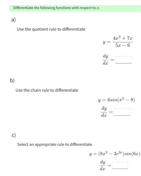 solved differentiate the following functions with respect to