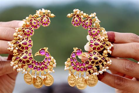 Alluring Peacock Designer Ear Cuff Earrings South India Jewels