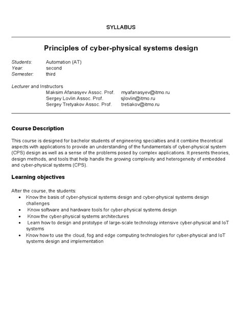 Principles Of Cyber Physical Systems Design 2021 Automation Pdf