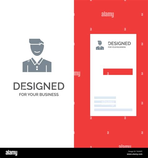 Avatar Client Face Happy Man Person User Grey Logo Design And Business Card Template Stock