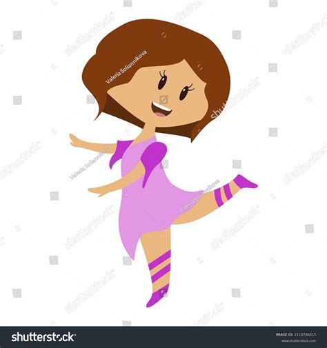 Cute Cartoon Flat Girl Dancer Young Stock Vector Royalty Free