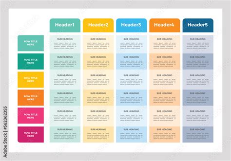Sets Of Presentations Table Templates Tables Layout Design Vector Format Infographics Table