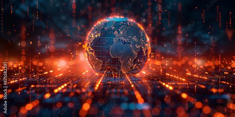 Global Cyber Security Concept With Digital Closed Pad Lock Earth Planet Globe And Binary Code