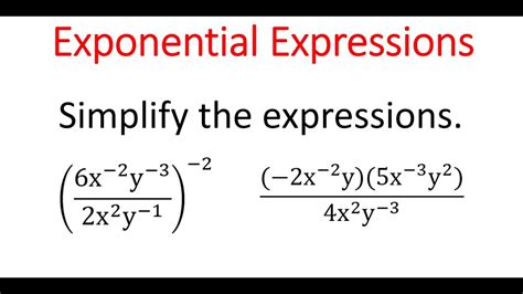 Simplify Exponential Expressions Using Laws Of Exponents Youtube