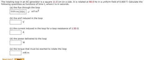 solved the rotating loop in an ac generator is a square 11 0