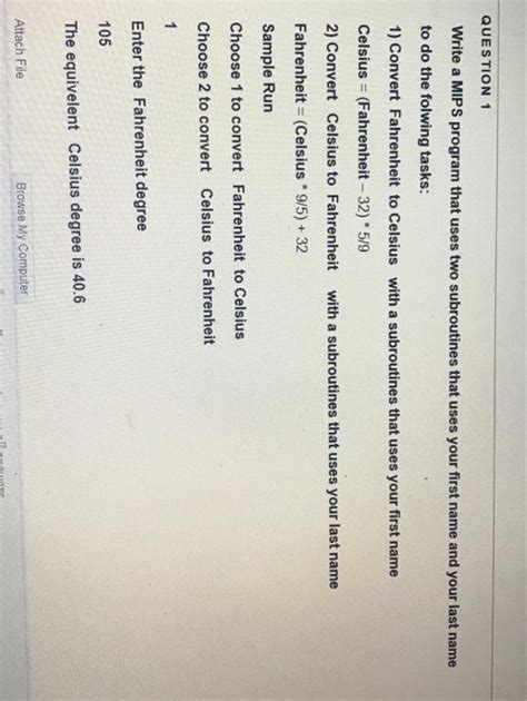 Solved Question 1 Write A Mips Program That Uses Two