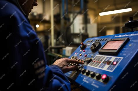 Premium Photo Hand Operating Cnc Machine Control Panel For Precise Data Input And Exact Control