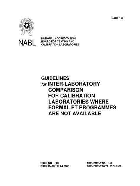 Guideline For Inter Laboratory Comperision For Calibration Laboratory Pdf Calibration