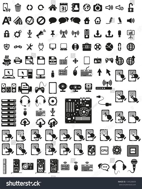 Set Computers Hardware Vector Icons Stock Vector Royalty Free Shutterstock