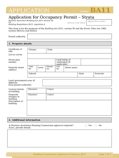Application For Building Approval Certificate Strata Doc Template Pdffiller