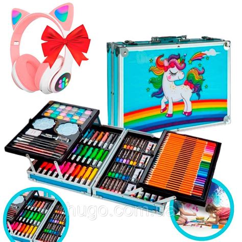 Набор для рисования 145шт Подарок Наушники Vzv 23m Детский набор для творчества Набор