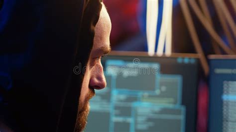 Man Engineer Verifying Big Data Ai Brain Stock Image Image Of Script