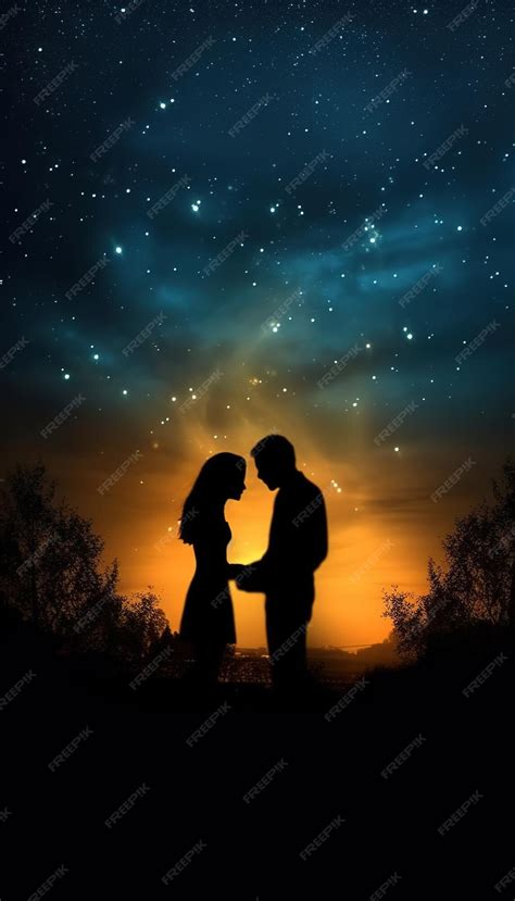 Silueta De Una Pareja Enamorada Ilustración Foto Premium