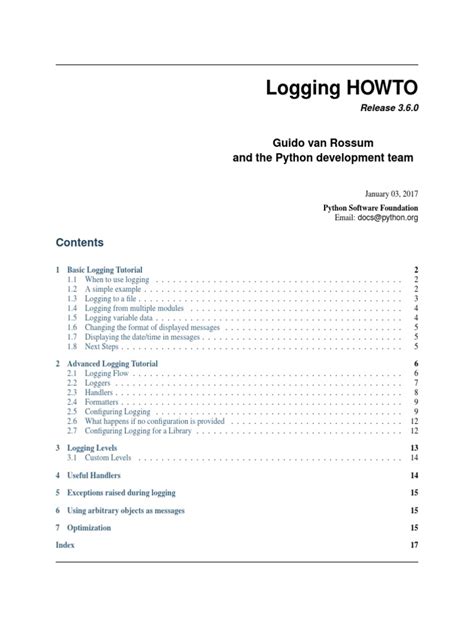logging howto guido van rossum and the python development team pdf method computer