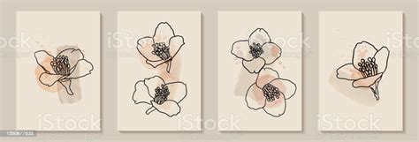 창의적인 미니멀한 손은 수채화 원 얼룩과 스트로크와 손으로 그린 낙서 재스민 윤곽으로 추상 미술 배경을 그렸습니다 벽 장식 엽서 포스터 또는 브로셔 를 위한 디자인 0명에