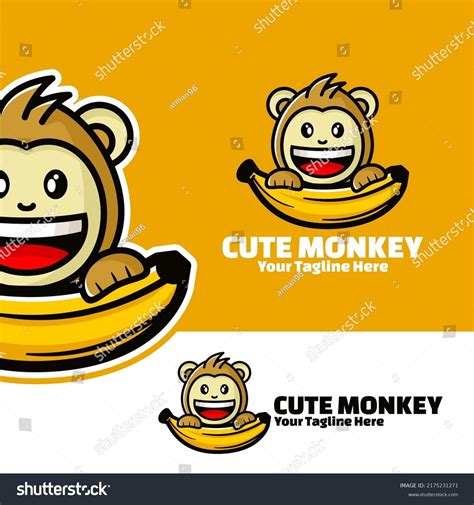 Cute Logo Monkey Big Banana Art Stock Vector Royalty Free 2175231271 Shutterstock