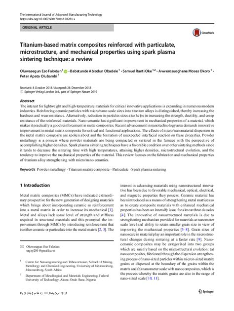 Pdf Titanium Based Matrix Composites Reinforced With Particulate Microstructure And