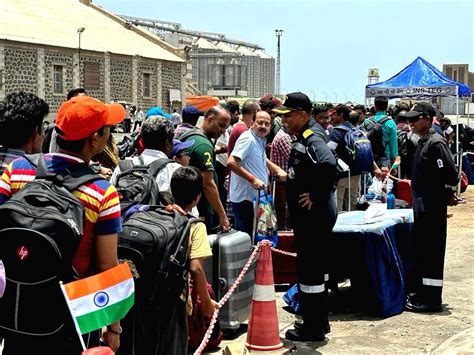 Port Sudan Evacuees Queue Up To Board Ins Teg Departing From Port Sudan Under Operation Kaveri
