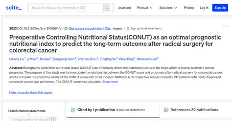 Preoperative Controlling Nutritional Statusconut As An Optimal Prognostic Nutritional Index To