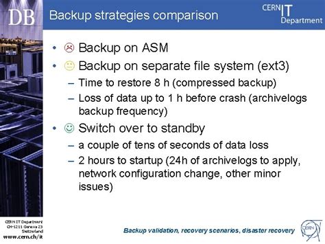backup validation recovery scenarios disaster recovery distributed database