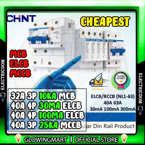 Chint Chnt Mcb Elcb Mccb [32a 3p 10ka Mcb] [40a 4p 30ma 100ma Elcb] [40a 3p Mccb 25ka Mccb