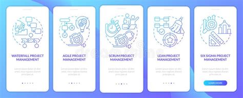 Project Management Styles Blue Gradient Onboarding Mobile App Screen Stock Illustration