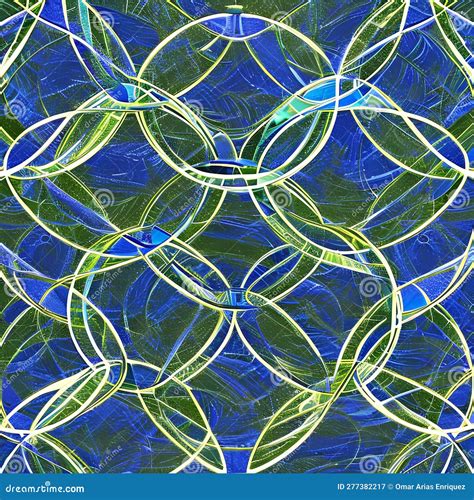 An Abstract Design With Interlocking Circles In Shades Of Blue And