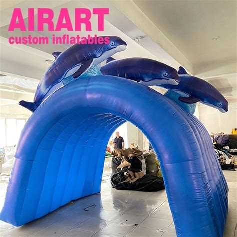 Customized Customized Inflatable Dolphin Arch Giant Ocean Themed Aquarium Entrance Archway