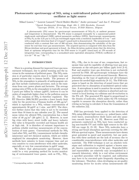 Pdf Photoacoustic Spectroscopy Of No2 Using A Mid Infrared Pulsed Optical Parametric