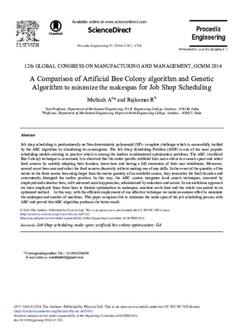 Pdf A Comparison Of Artificial Bee Colony Algorithm And Genetic Algorithm To Minimize The