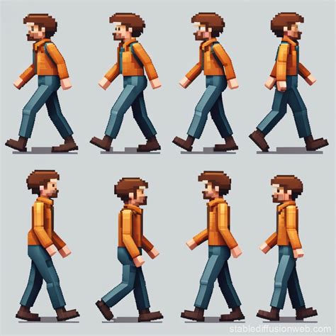 Pixel Art Character Animated Sprite Sheet Stable Diffusion Online