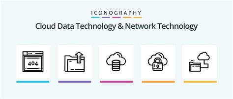 Cloud Data Technology And Network Technology Line 5 Icon Pack Including Wifi Error Globe