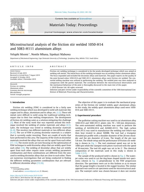 Microstructuralanalysisfrictionstirwelded Pdf Ultimate Tensile Strength Ductility