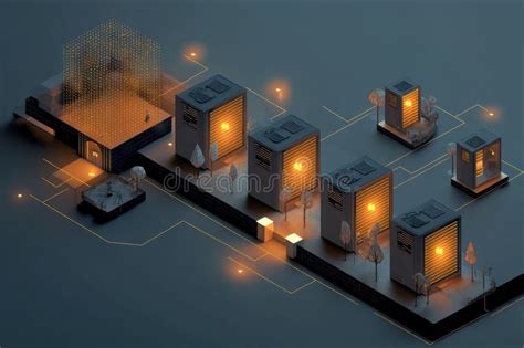 Isometric View Of A Secure Data Center Featuring Encrypted Servers With Glowing Elements And
