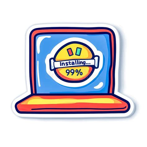 Laptop Showing Installing Software Progress At 99 Percent On Screen