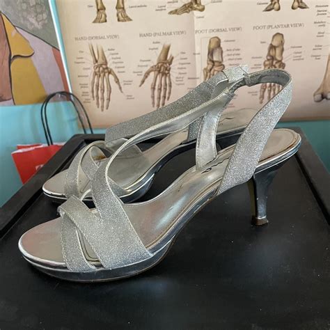 Y2k Bimbo Mcbling Silver Thong Heels Y2k Depop