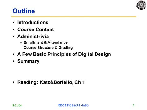 EECS Components And Design Techniques For Digital Systems Lec Introduction David Culler