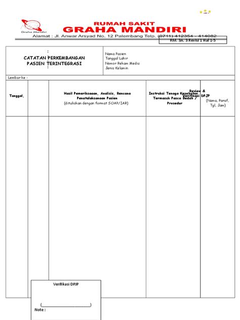 Cppt Rawat Inap Formulir Contoh Pdf 40 Off