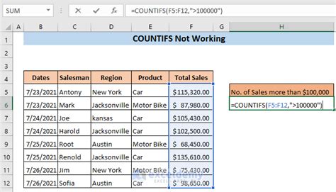 Excel Countifs Not Working 7 Causes With Solutions Exceldemy