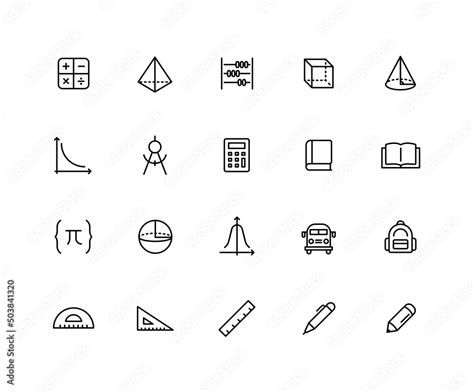 Collection Of Math Linear Icons Set Of Pi Graph Symbols Drawn With