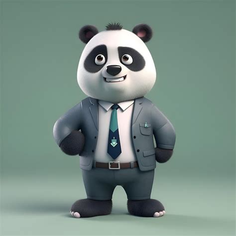 Premium Ai Image Cute Panda In A Suit And Tie 3d Rendering