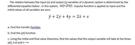 Solved The Relation Between The Input X And Output Y Chegg Com