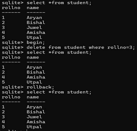 Commit Rollback And Savepoint In Sqltcl Commands Commit Rollback And