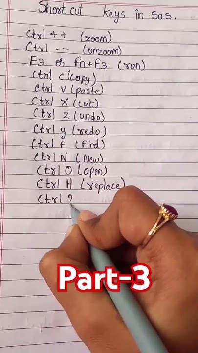 Sas Shortcut Keys Part 3sasnotes Trendingshortssas Sasprogramming