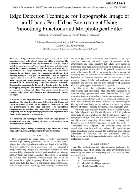 Pdf Edge Detection Technique For Topographic Image Of An Urban Peri Urban Environment Using