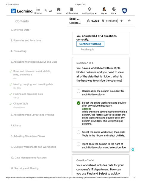 Chapter Quiz Excel PM Chapter Quiz Studocu
