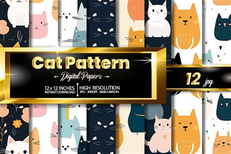 Cat Pattern Digital Papers Cat Patten
