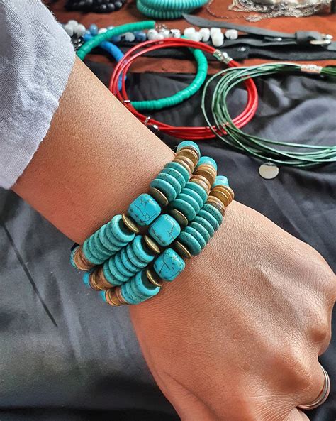 💙 ფირუზის სამაჯური ტყავის შესაკრავით M Ratiani Design