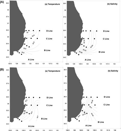 Surface Distribution Of Temperature A And Salinity B In Autumn 2011